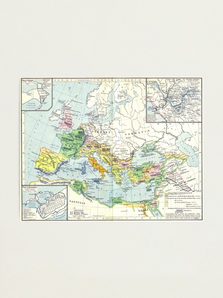 Lámina fotográfica «Mapa antiguo de la expansión romana 264 a. C. por ...