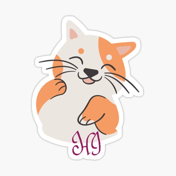 "cute cat say hi " Sticker by madzArt1 | Redbubble