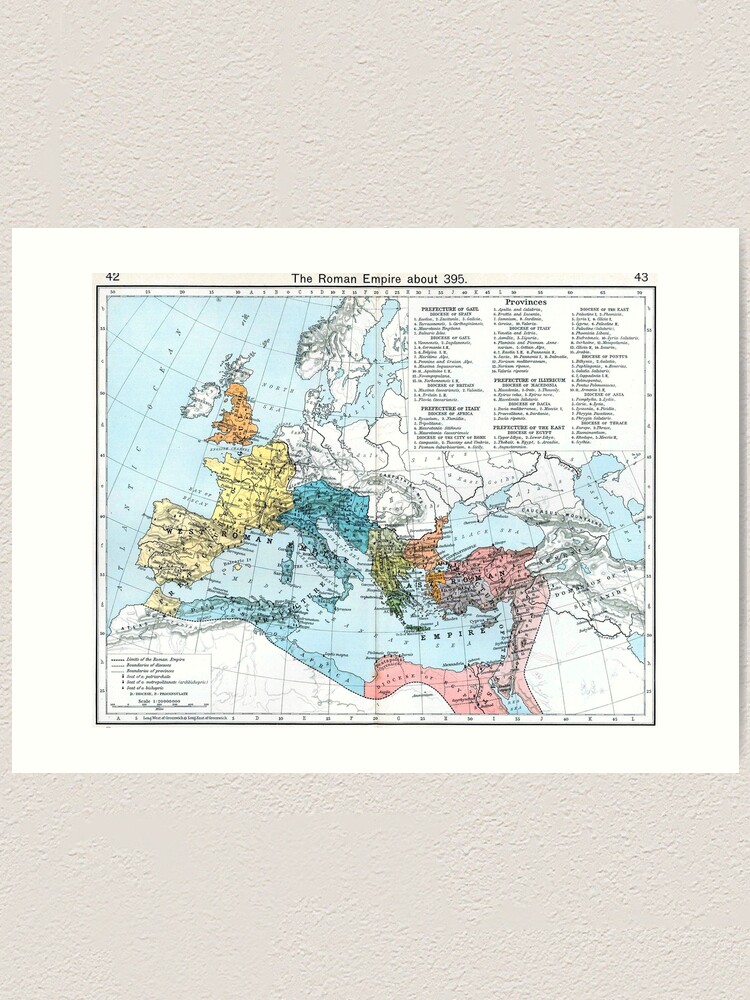 "Vintage Map Of the Roman Empire about 395 (Shepherd 1923)" Art Print ...