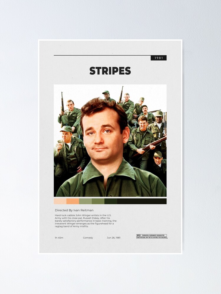 "Stripes 1981 action comedy army movie poster" Poster for Sale by ...