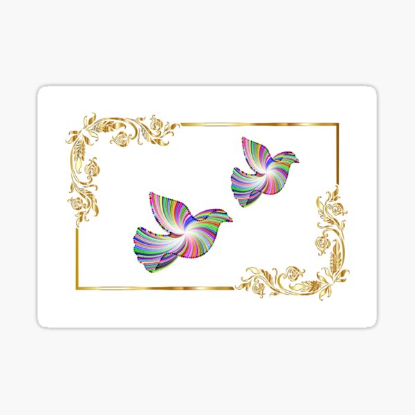 "Dove Collection 6 Gold Framed - Pair Of Doves On White Background ...