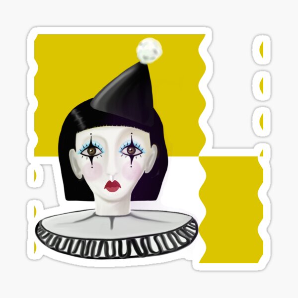 "Pierrot Pout" Sticker by RosieRobinDraws | Redbubble