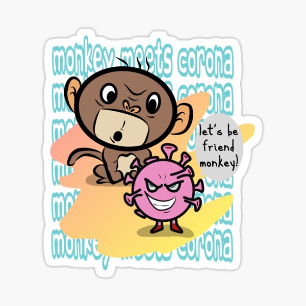 "monkey meets corona" Sticker by iqbalyozanda | Redbubble