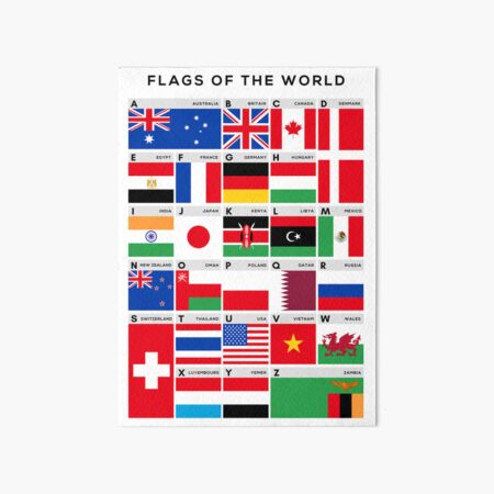 "Flags of The World Picture Chart - A-Z of Flags" Art Board Print by ...