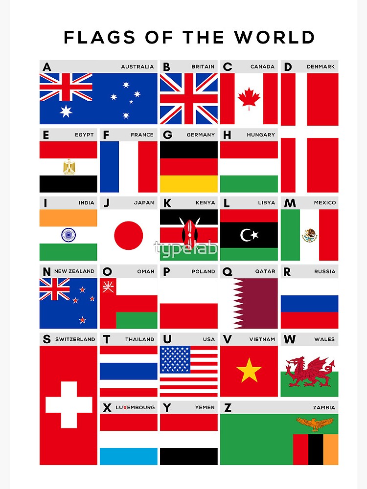 "Flags of The World Picture Chart - A-Z of Flags" Journal for Sale by ...