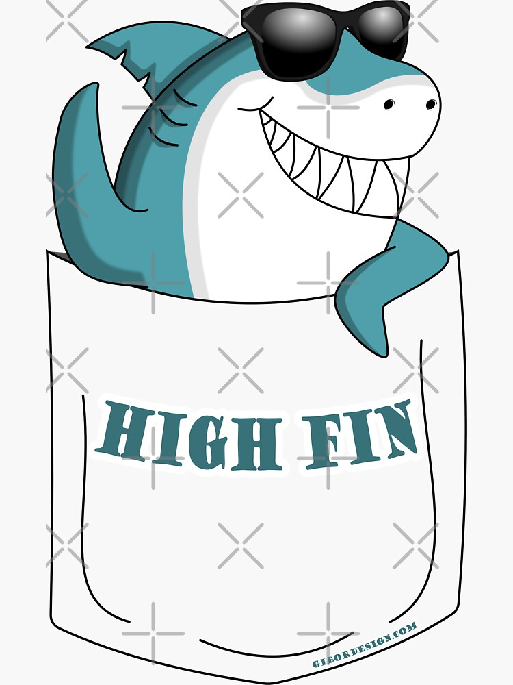 "Shark High Five: HAI FIN! - Breast Pocket" Sticker by GiborDesign ...