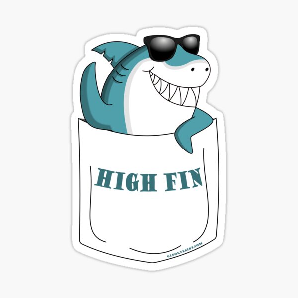 "Shark High Five: HAI FIN! - Breast Pocket" Sticker by GiborDesign ...
