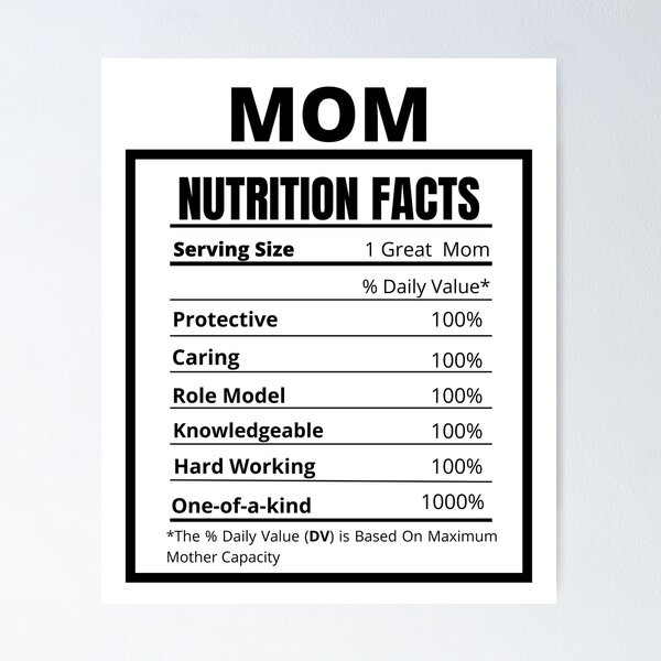 "Mom Nutrition Facts - Mother's Day Ideas " Poster for Sale by ...