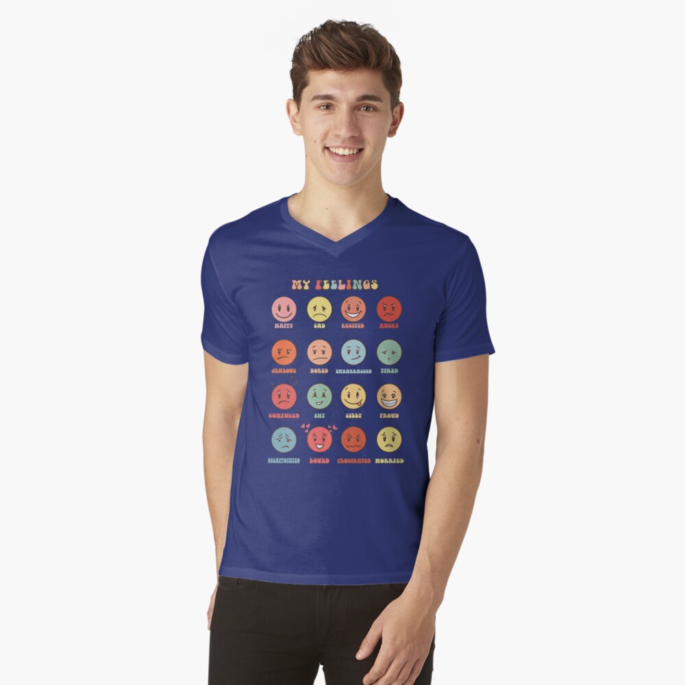 "Retro My Feelings Emotion Faces Mental Health Matters Premium T-Shirt ...