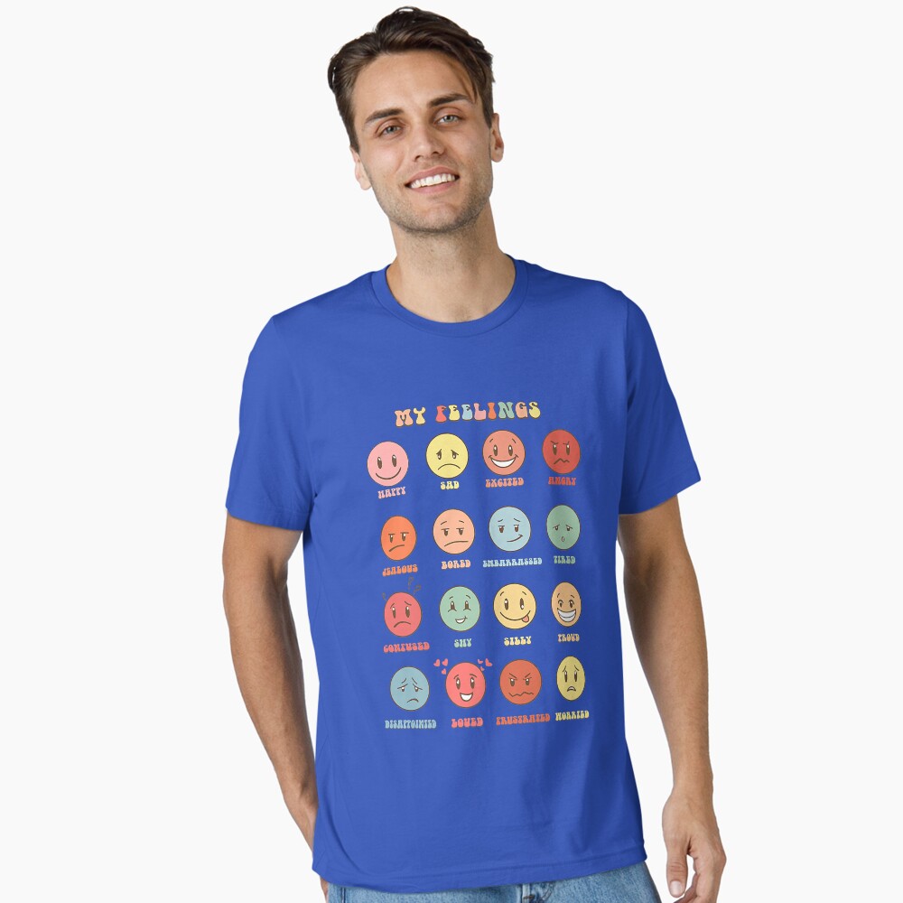 "Retro My Feelings Emotion Faces Mental Health Matters Premium T-Shirt ...