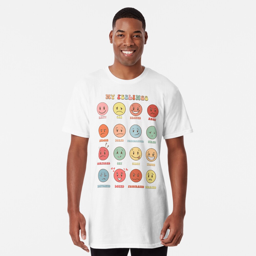 "Retro My Feelings Emotion Faces Mental Health Matters Premium T-Shirt ...