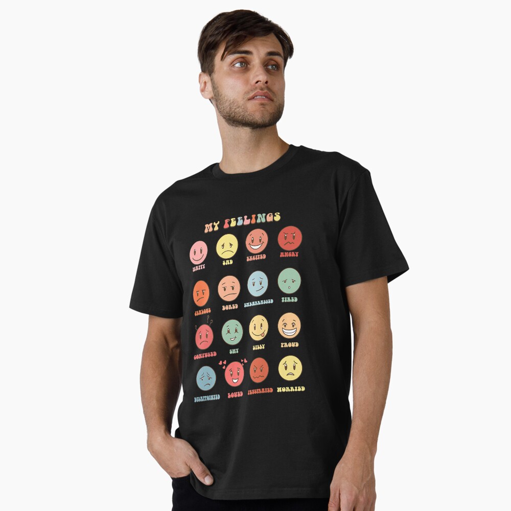 "Retro My Feelings Emotion Faces Mental Health Matters Premium T-Shirt ...