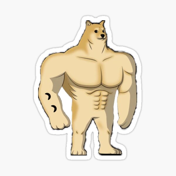 "Muscular Doge" Sticker by BadBots | Redbubble