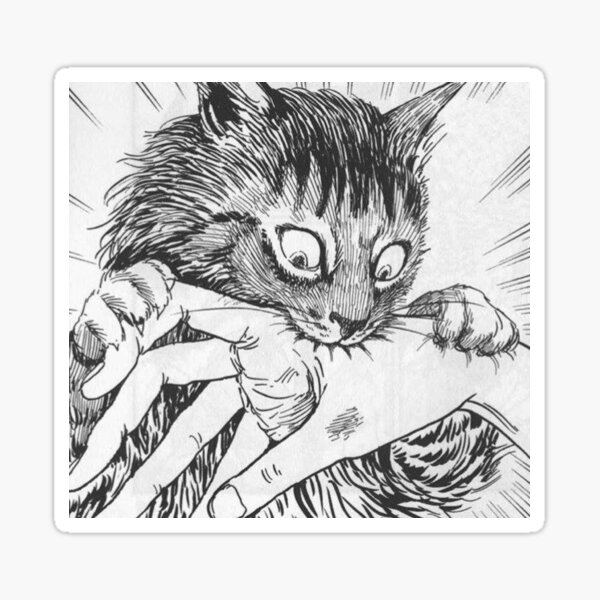 "Cat biting hand" Sticker for Sale by space-beluga | Redbubble