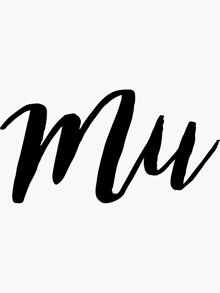 Pegatina «Mu - Letra Griega Negra Cursiva» de ralzeedotes | Redbubble