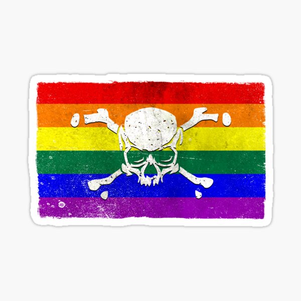 "LGBTQ Pride Pirate Flag with Skull and Crossbones" Sticker for Sale by ...