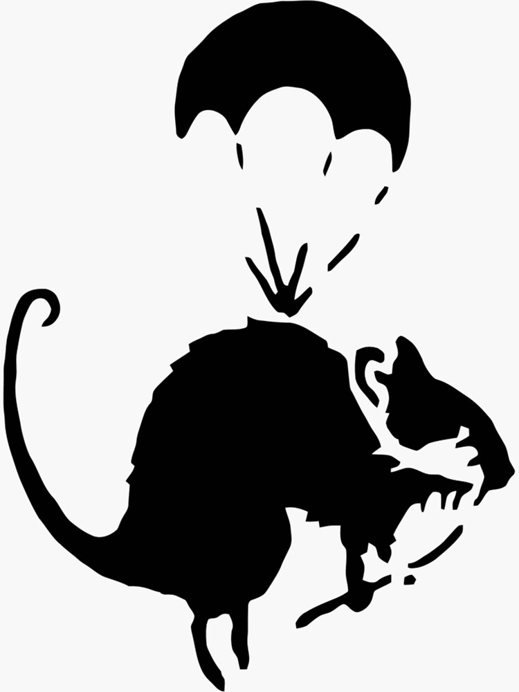 "Banksy Rat Parachute| Perfect Gift" Sticker for Sale by sylviazama ...