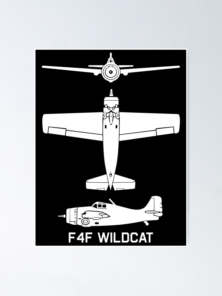 Póster «F4F Wildcat American WW2 Avión de combate Recorte Siluetas ...