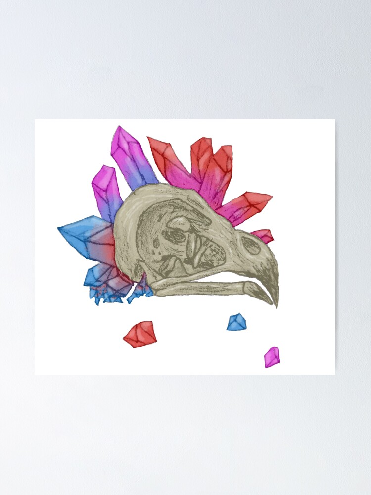 "Hawk Skull with Crystal Clusters" Poster for Sale by TheDoughtyBlade ...