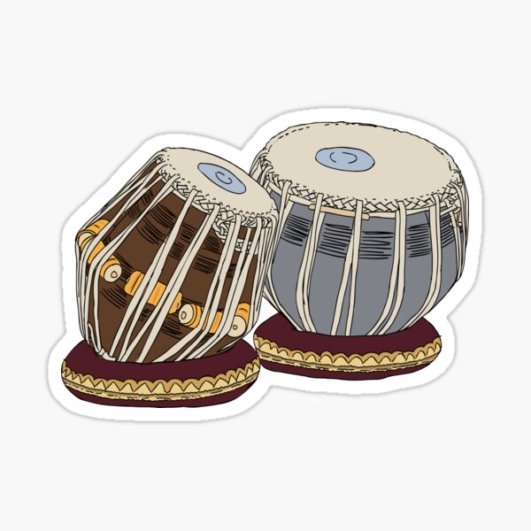"Tabla- Indian Music Instrument illustration" Sticker by salomeja ...