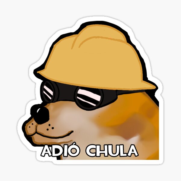 "cheems engineer/alabañil "goodbye chula"" Sticker by Vhadoz | Redbubble