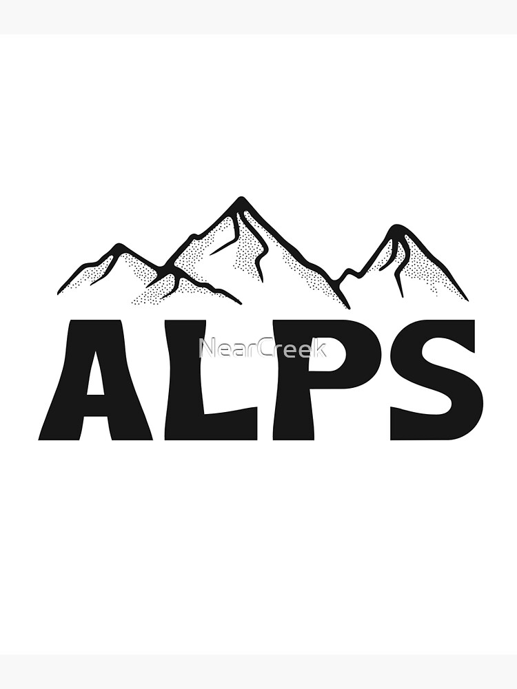 "The Alps Mountain Range Alpine Europe Silhouette Black" Art Print for ...