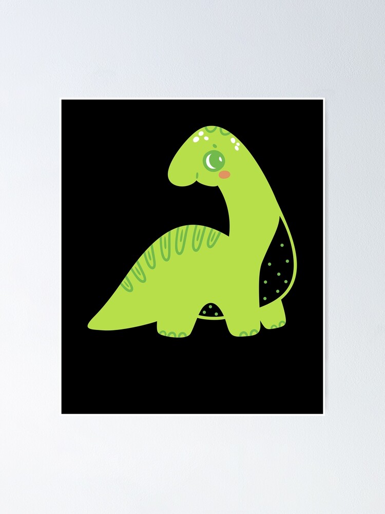 "Cute Little Green Dino Brachiosaurus" Poster for Sale by cerebration ...