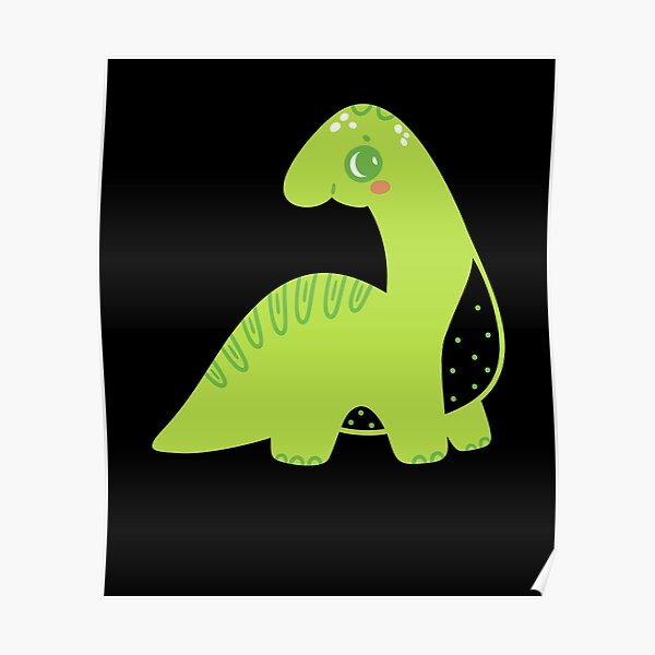 "Cute Little Green Dino Brachiosaurus" Poster for Sale by cerebration ...