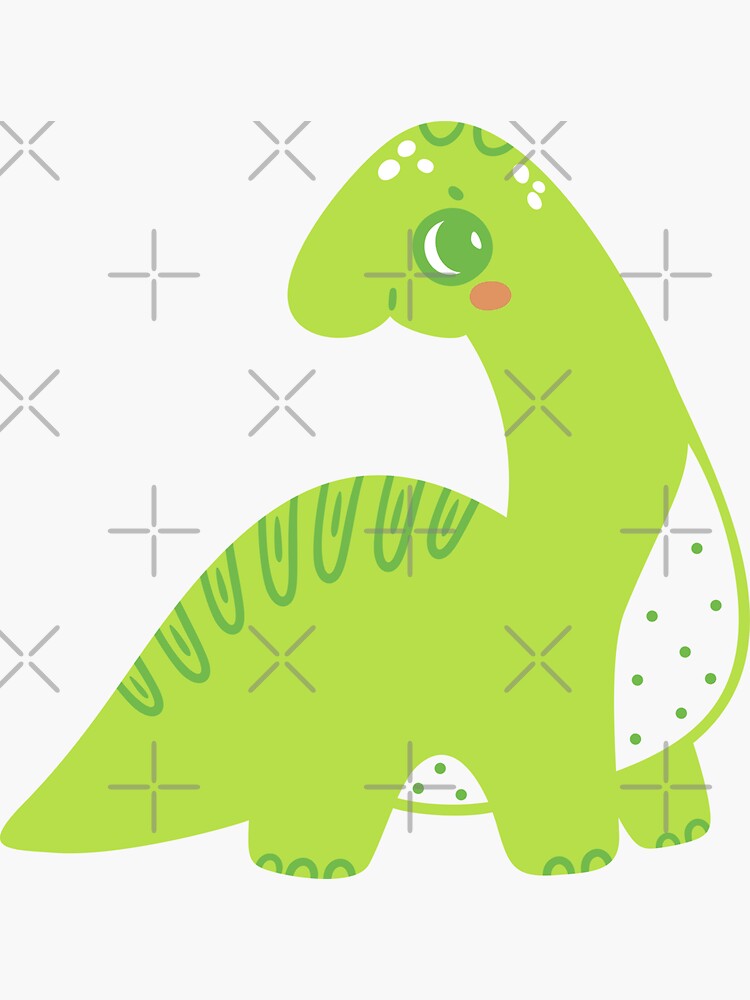 "Cute Little Green Dino Brachiosaurus" Sticker by cerebration | Redbubble
