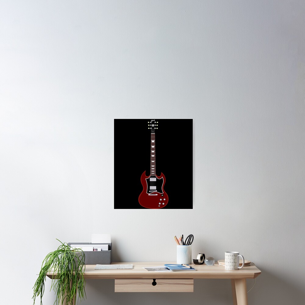 "Gibson Sg Sticker" Poster for Sale by inam4klp92 | Redbubble