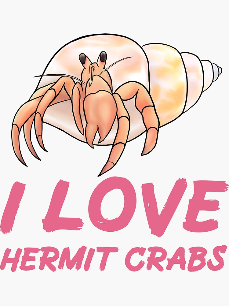 "I Love Hermit Crabs for Hermit Crab Lovers, Pink" Sticker by Mochi ...