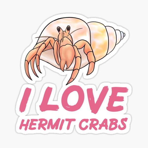 "I Love Hermit Crabs for Hermit Crab Lovers, Pink" Sticker by Mochi ...