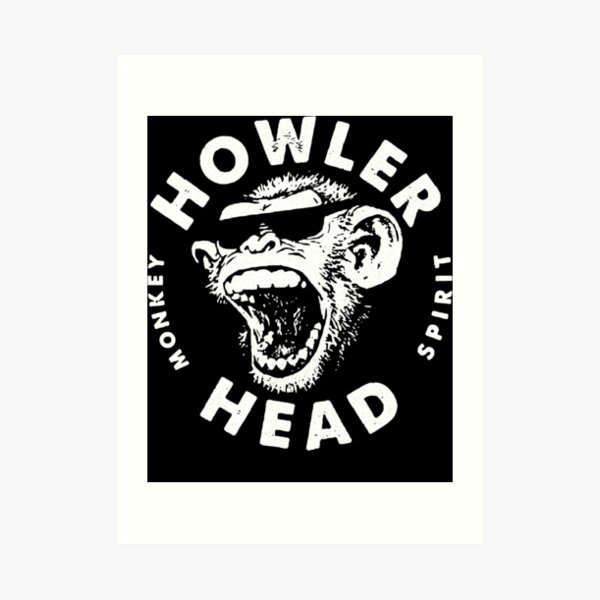 "Howler Head Monkey Kentucky Bourbon Whiskey Vintage Logo" Art Print ...