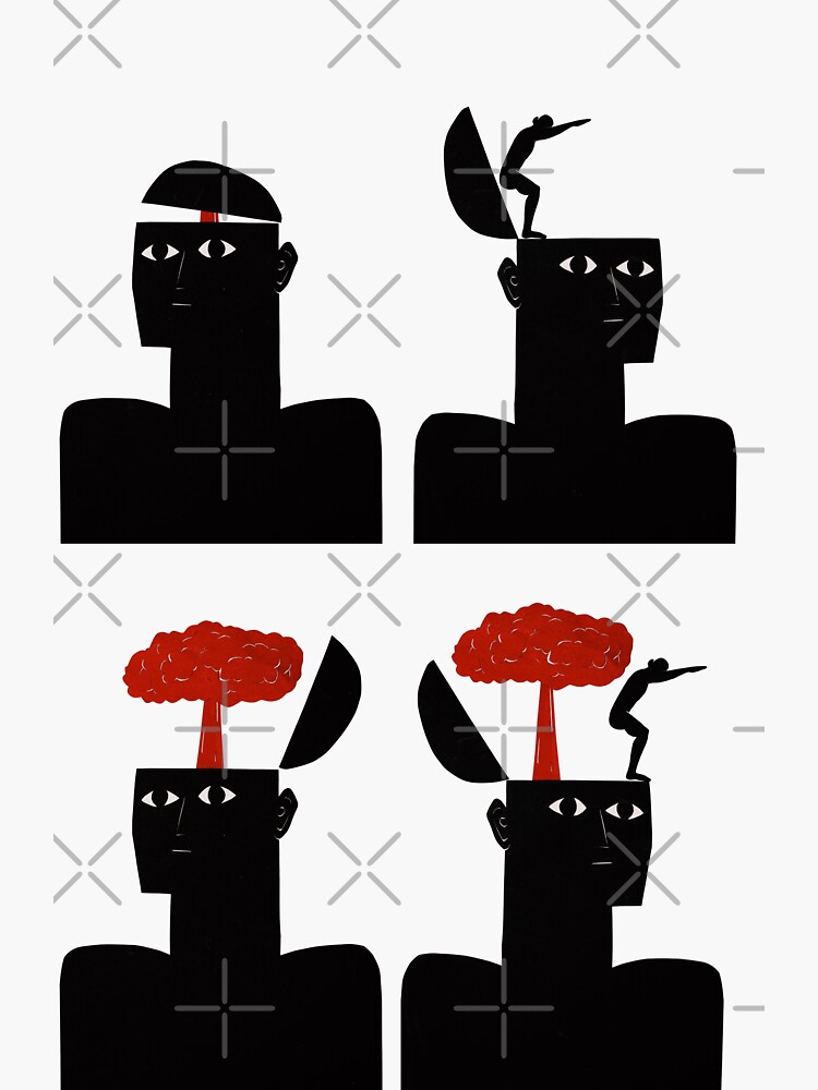 "Heads opening and exploding 2" Sticker by Anderson-Arte | Redbubble