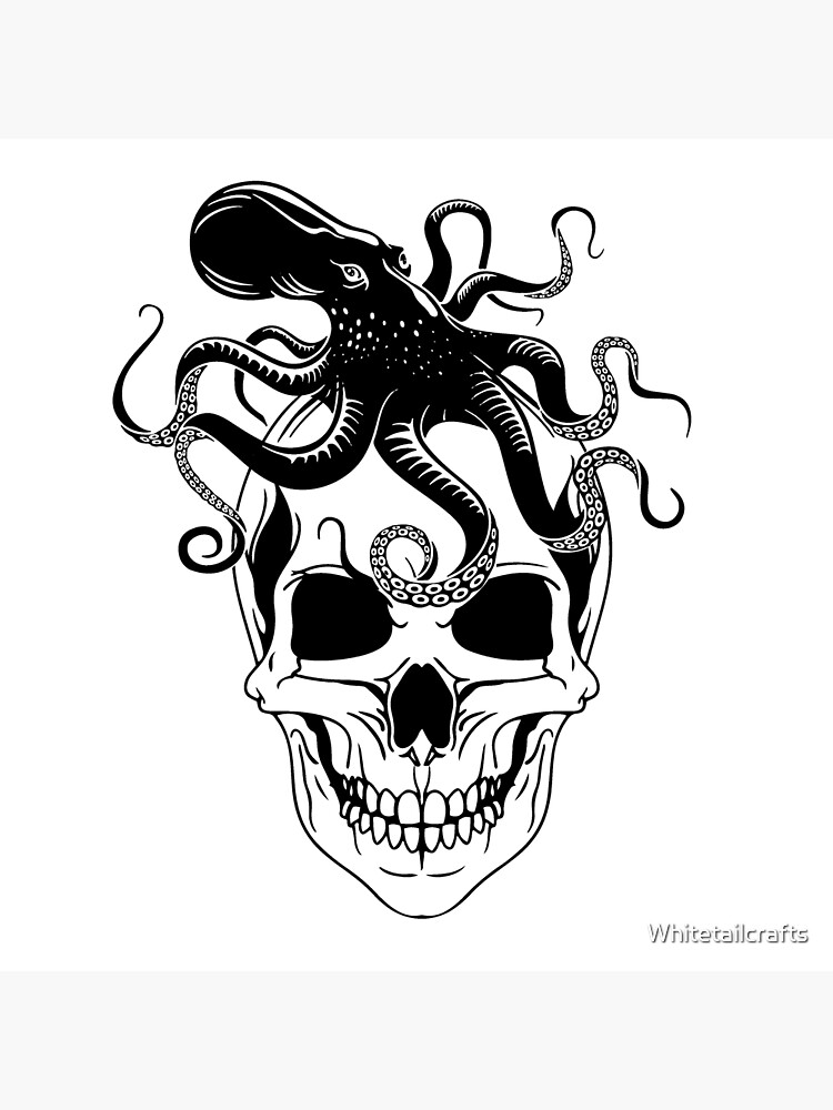 "Skeleton Skull and Octopuses " Poster for Sale by Whitetailcrafts ...