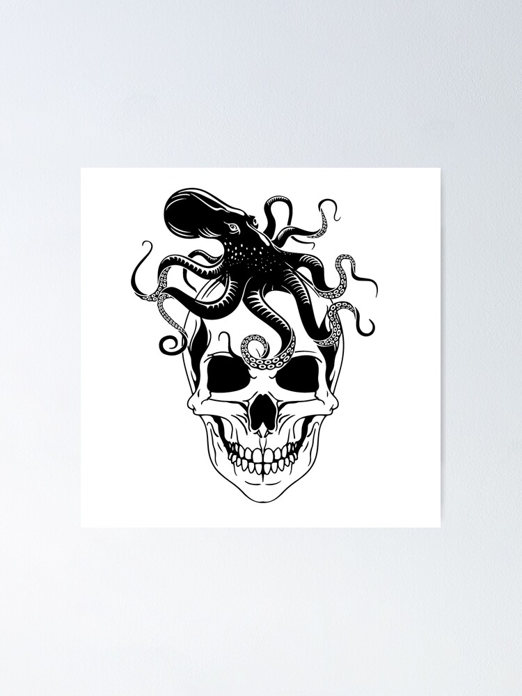 "Skeleton Skull and Octopuses " Poster for Sale by Whitetailcrafts ...