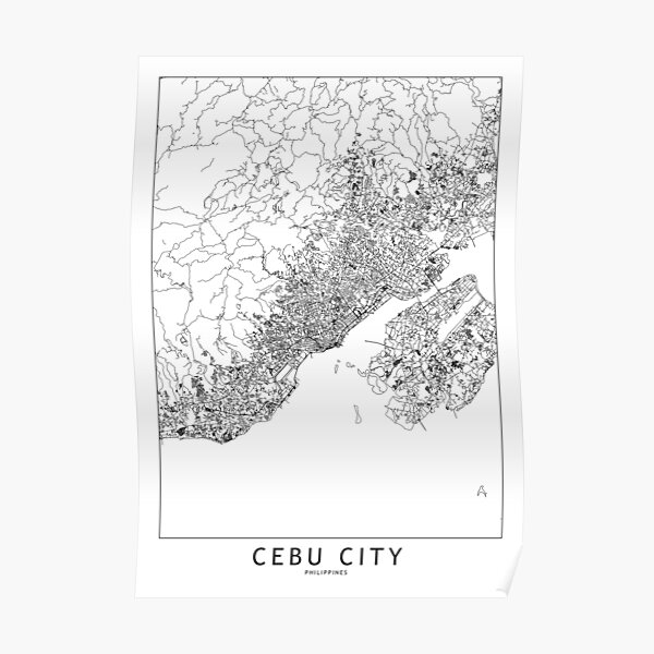 "Cebu City White Map" Poster by multiplicitymap | Redbubble