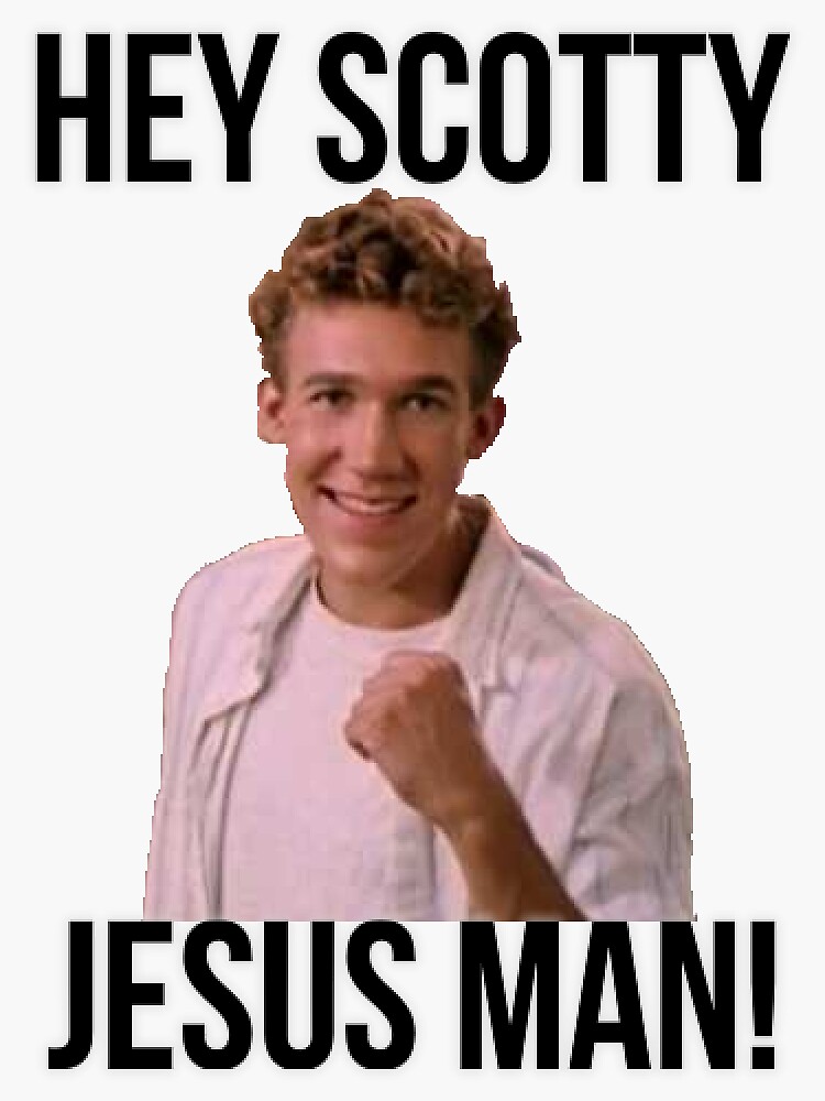"Hey Scotty, Jesus Man!" Sticker for Sale by ZaTTTel | Redbubble