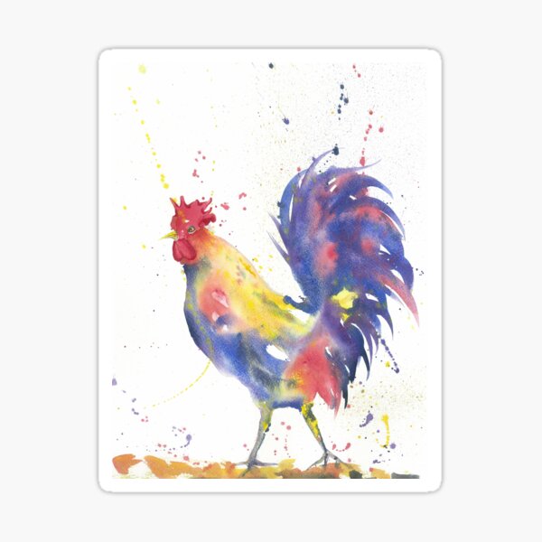 "Rainbow Rooster" Sticker by CorinneMatus | Redbubble
