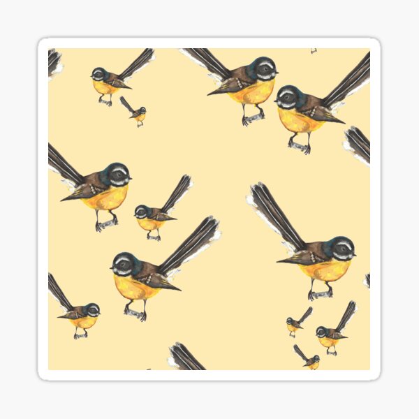 "Cream Fantail pīwakawaka" Sticker for Sale by JuliaRoseUpcycl | Redbubble