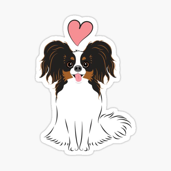 "LOVE Tri Color Papillon Dog" Sticker by Lulupainting | Redbubble