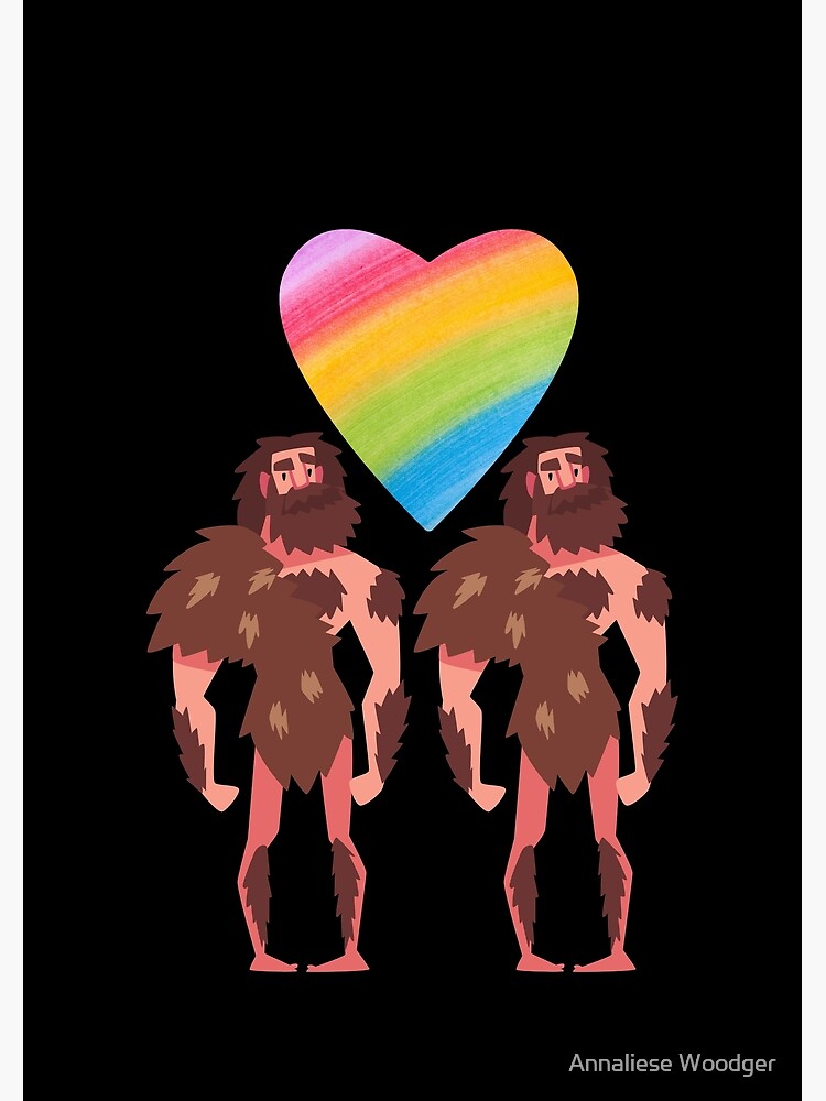 ""Cave Man Love" LGBT Rainbow heart, cavemen. Strong muscles. Perfect ...