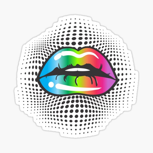 "Rainbow Pop Art Lips" Sticker for Sale by FFDoodles | Redbubble