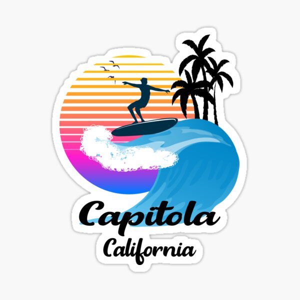"Capitola California Seaside Retro Sunset" Sticker for Sale by ...