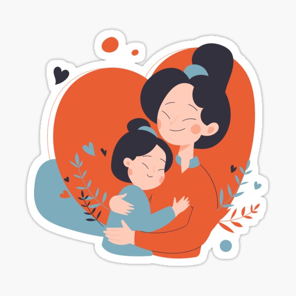 Mom And Daughter Huge Design Happy Mothers Day Sticker By
