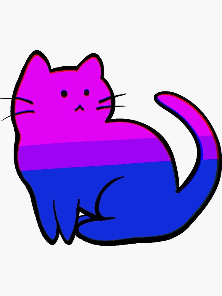 "Cute pride cat design - lgbtq+ bisexual flag queer kitty no.1" Sticker ...