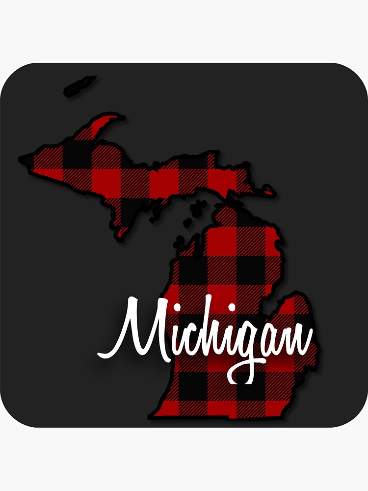 "TOTALLY MICHIGAN DAD Buffalo Plaid State Map MI Pride" Sticker by ...