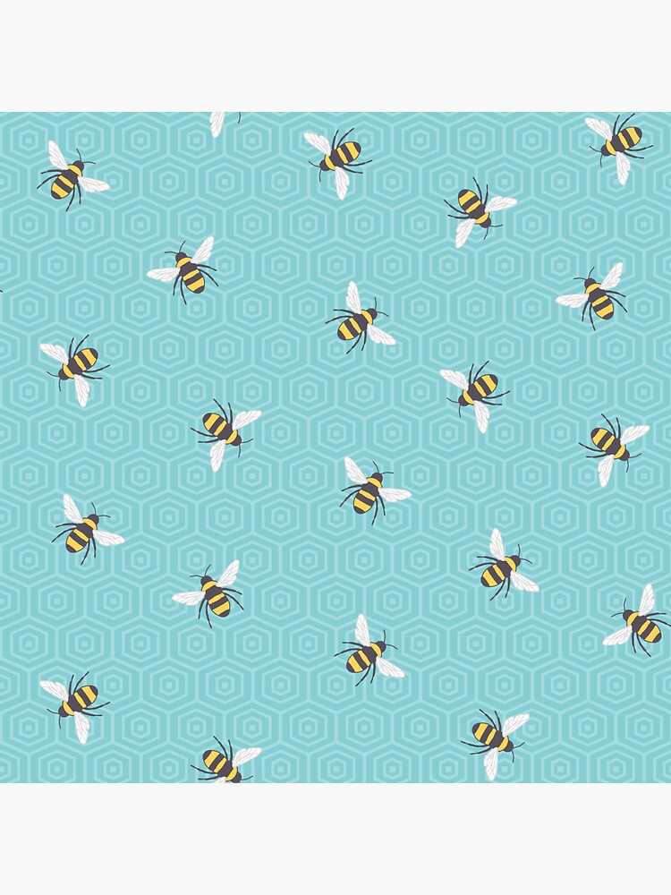 "Hand-drawn blue bumble bee print" Sticker for Sale by Cheekyleopard ...
