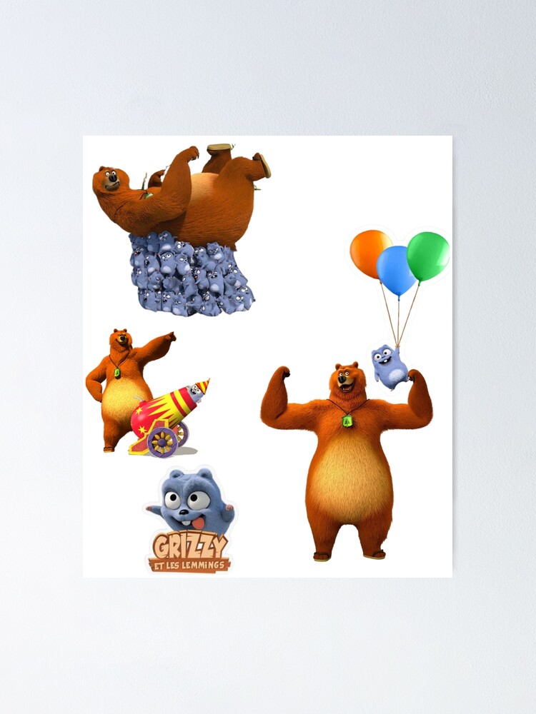 "GRIZZY AND THE LEMMINGS STICKERS" Poster for Sale by Nouhabstract ...