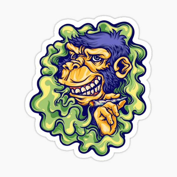 "angry monkey smoking" Sticker for Sale by Designandlove | Redbubble